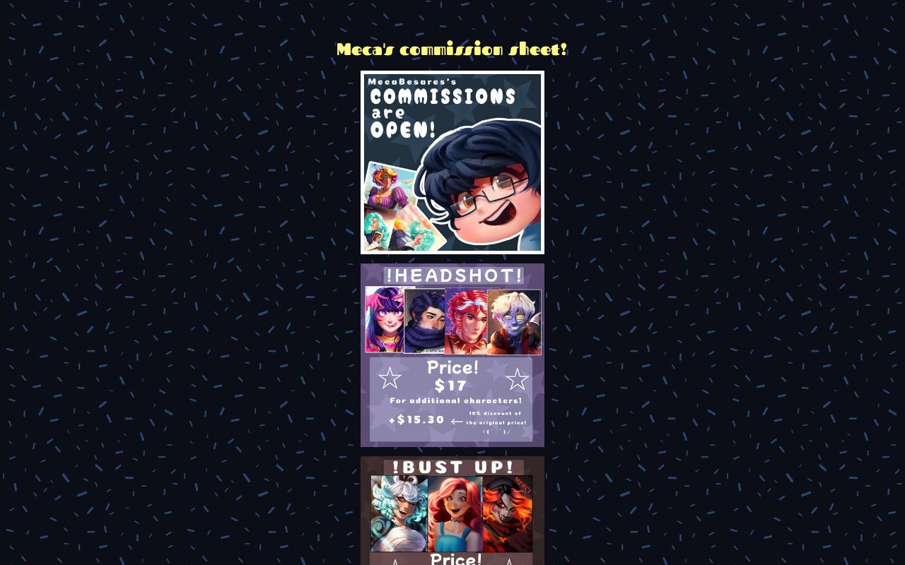 Meca's commission sheet!